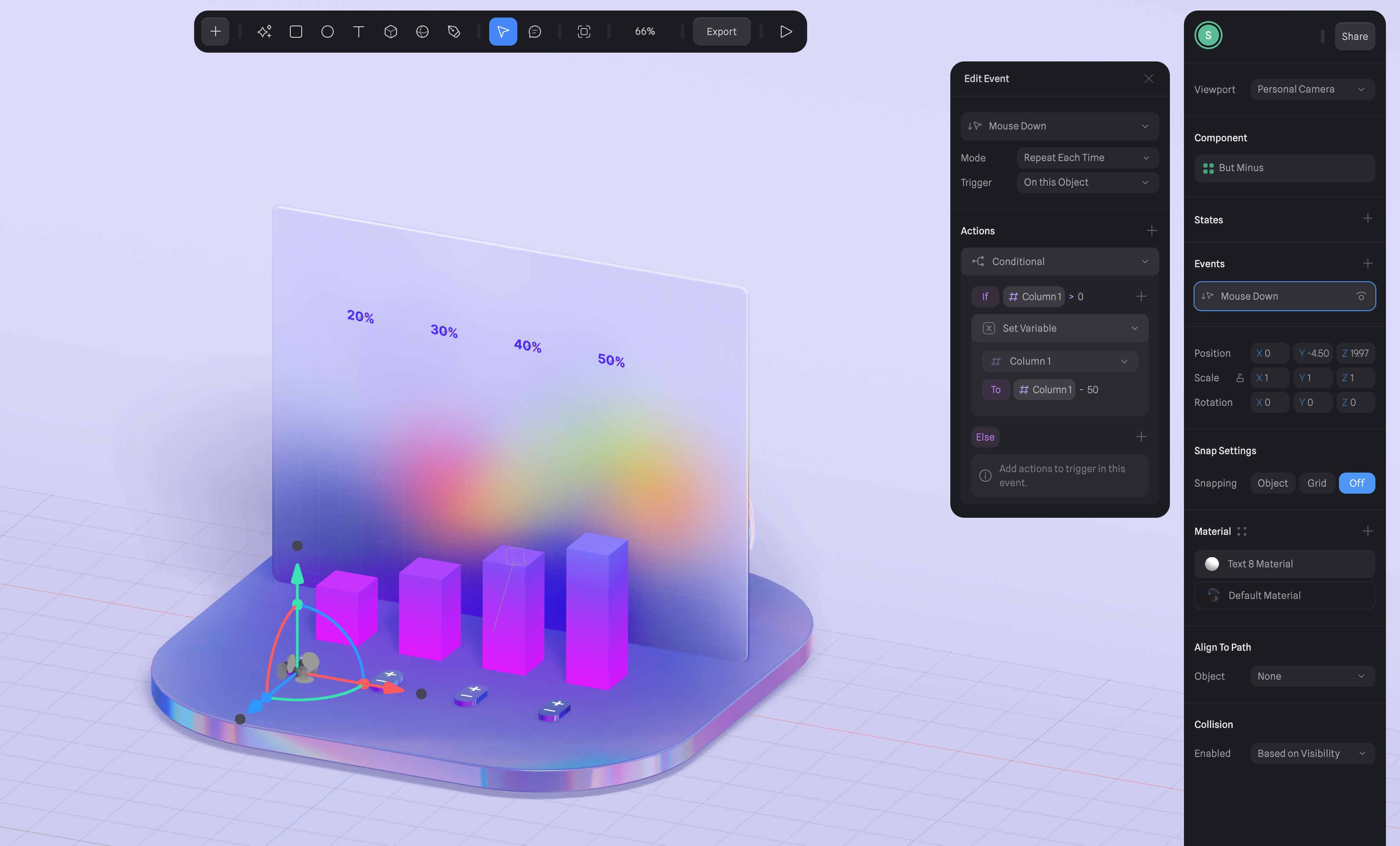 Ui Charts And Variables 3d Ui Interactive Web Design With Spline Design Code