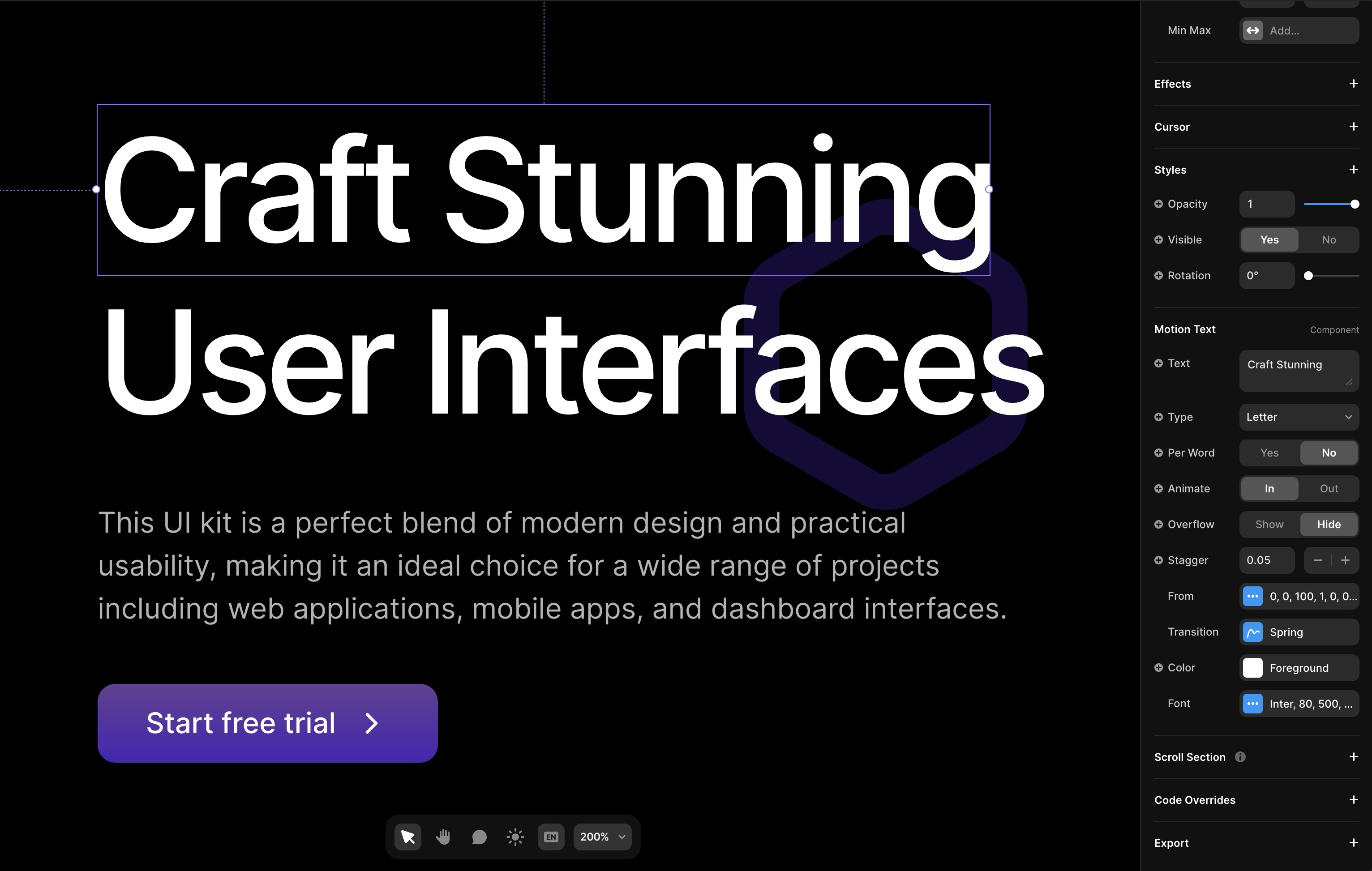 Text and Vector Animations - Master No-Code Web Design with Framer - Design+Code