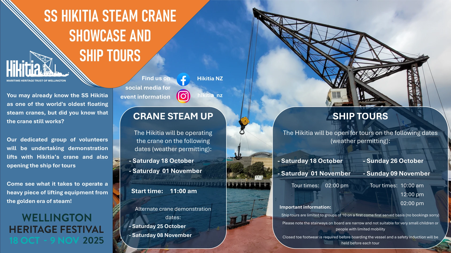 SS Hikitia Steam Crane Showcase and Ship Tours | Wellington Heritage ...