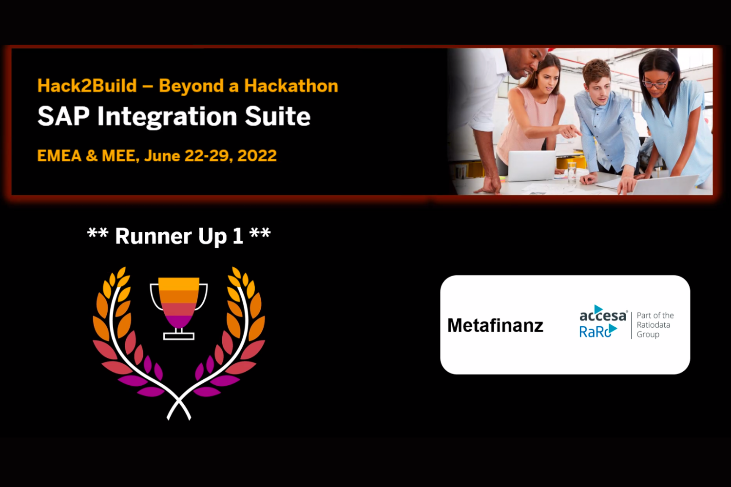 Accesa & RaRo shares 1st Runner Up Prize at SAP Hack2Build Hackathon with Metafinanz | Accesa