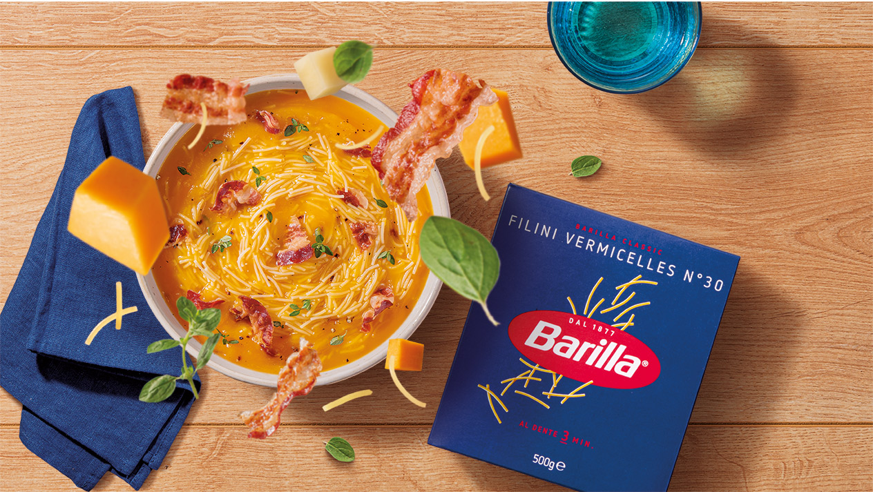 Filini à la crème de courge et chips de pancetta | Barilla