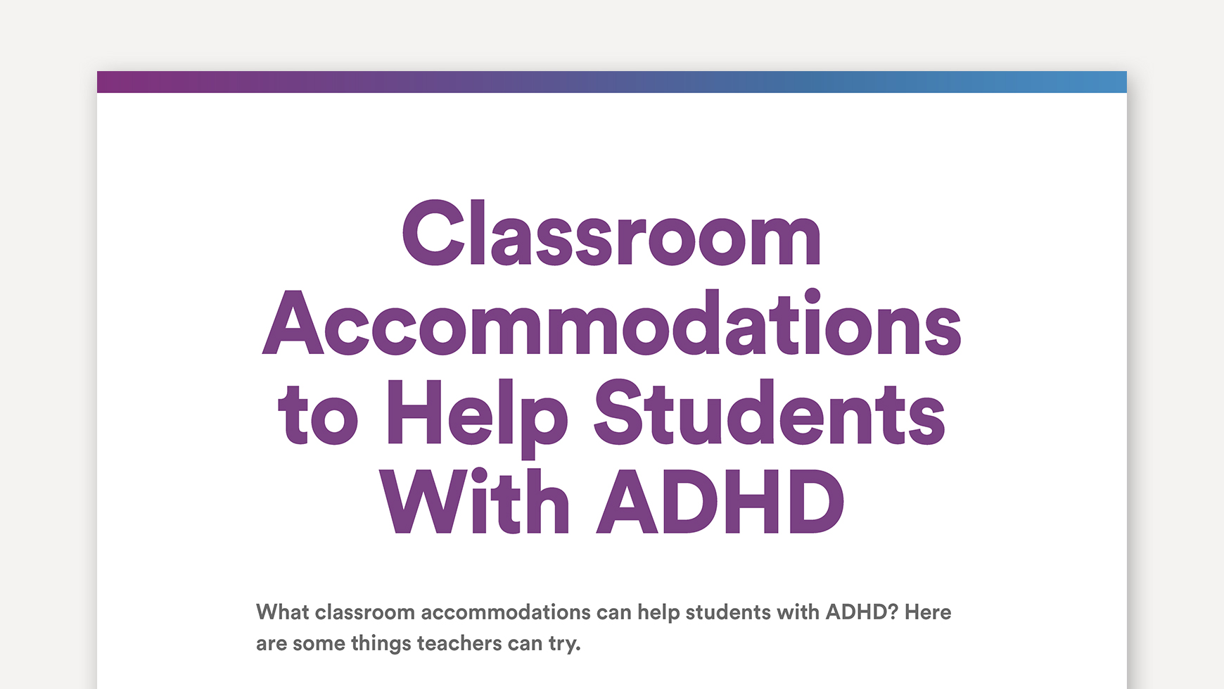 Classroom accommodations for ADHD