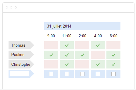 Exemple de questionnaire sur la plateforme en ligne Doodle | Doodle