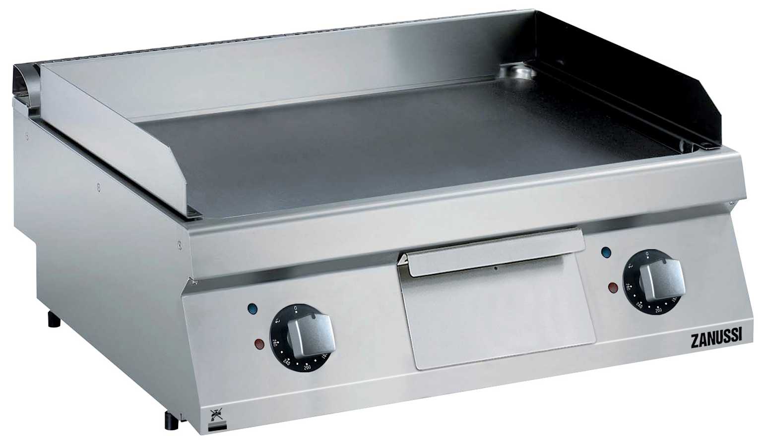 Electric Fry Top Zanussi, Smooth and Ribbed Brushed Chrome Sloped Plate ...