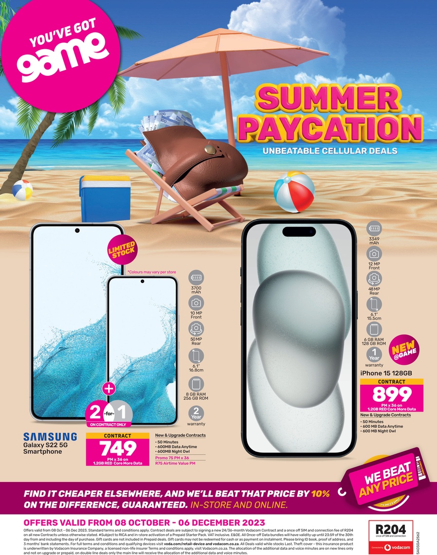 Game Cellular: Vodacom Valid Until 06 December 2023 | my-specials