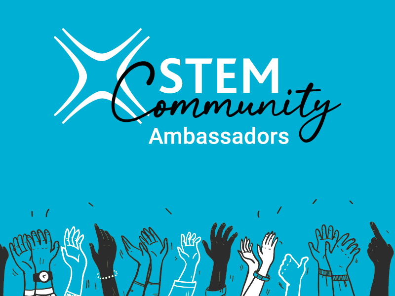 STEM Community Ambassador logo with reaching hands.