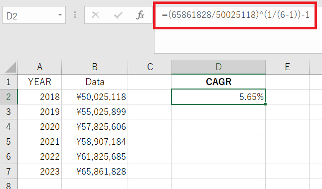 【Excel】CAGR（年平均成長率）を関数で求める | Indeed (インディード)