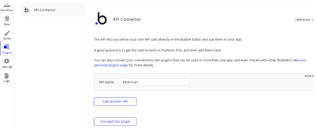 Using the Etherscan API and Bubble