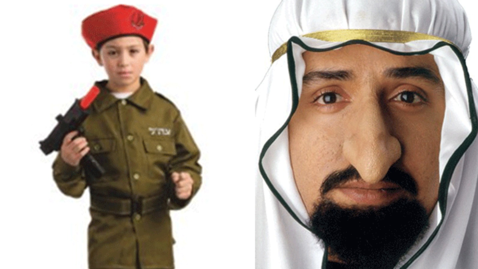 'Israeli soldier outfit for kids' and 'Sheikh Fagin nose' costumes ...