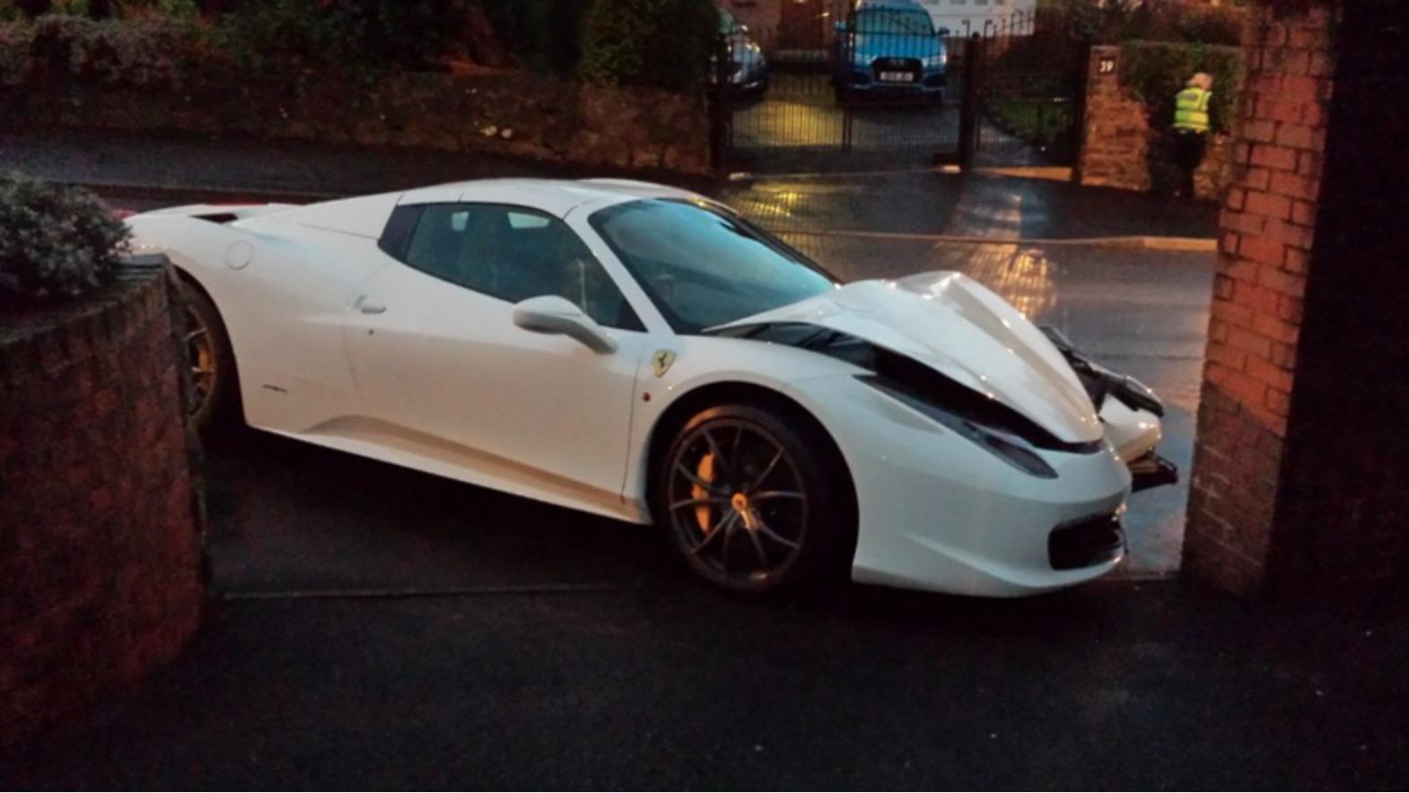 Ferrari crashes into wall after hitting ice in Cardiff | ITV News Wales