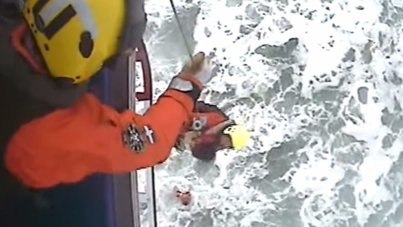 Dramatic helicopter rescue for swimmers dragged out to sea by a rip ...