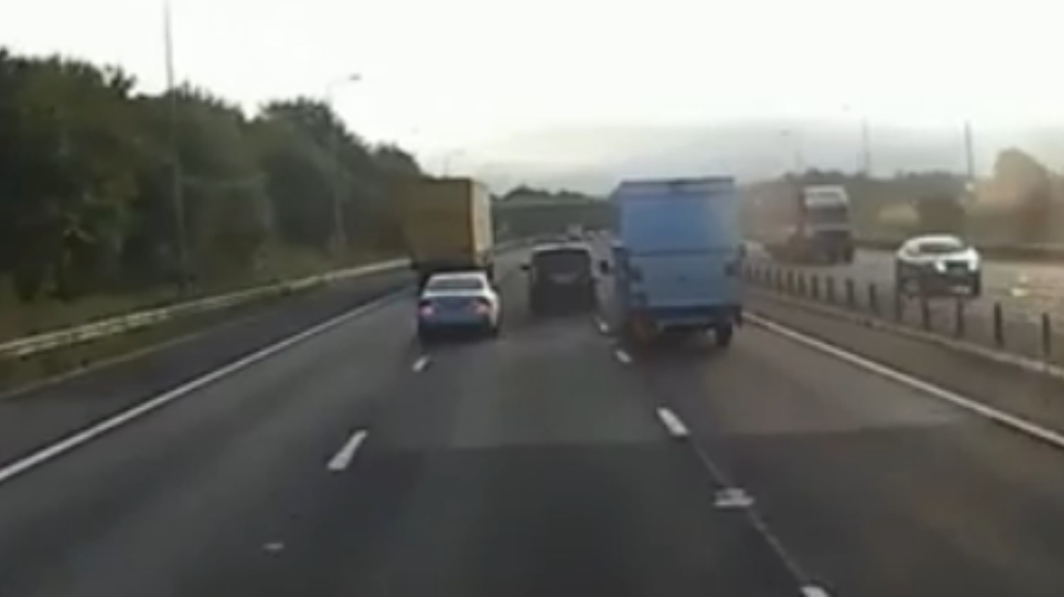 Shocking footage shows car dangerously undertaking three vehicles | ITV ...