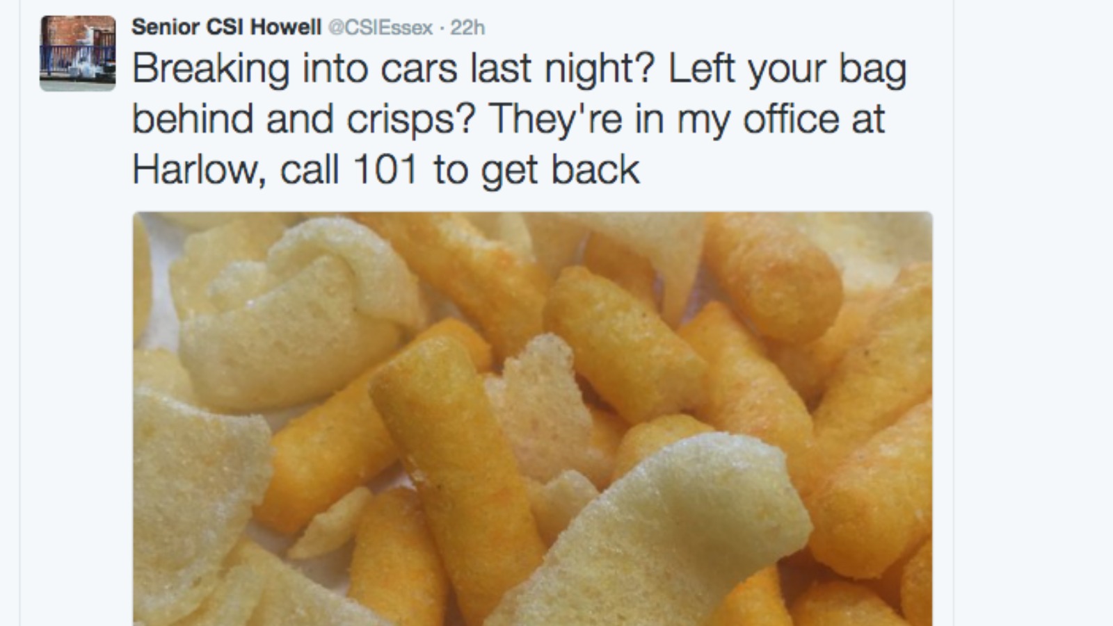 Detectives invite thief to station to pick up crisps and a bag left ...