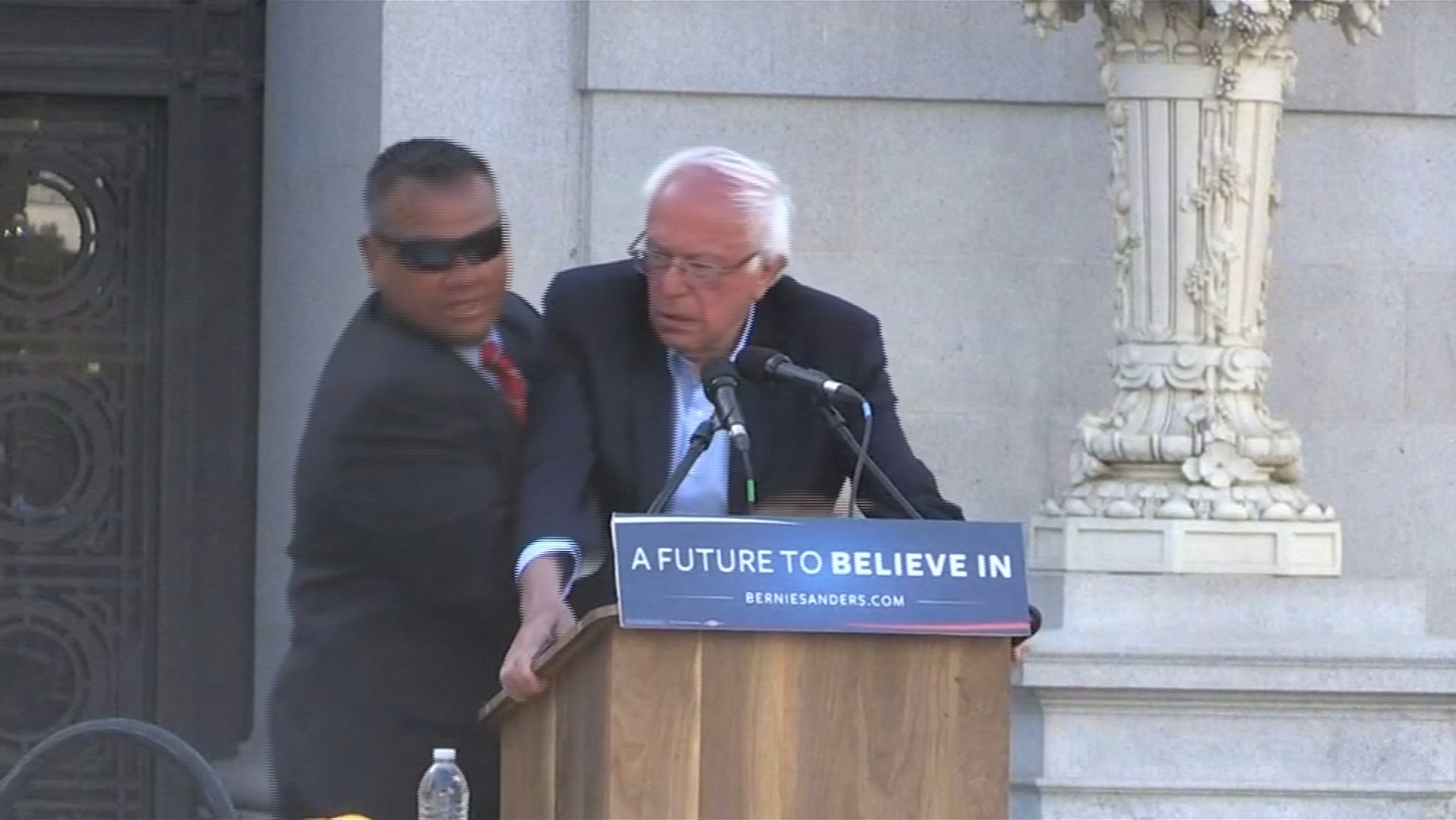 Protesters storm Bernie Sanders rally stage | ITV News