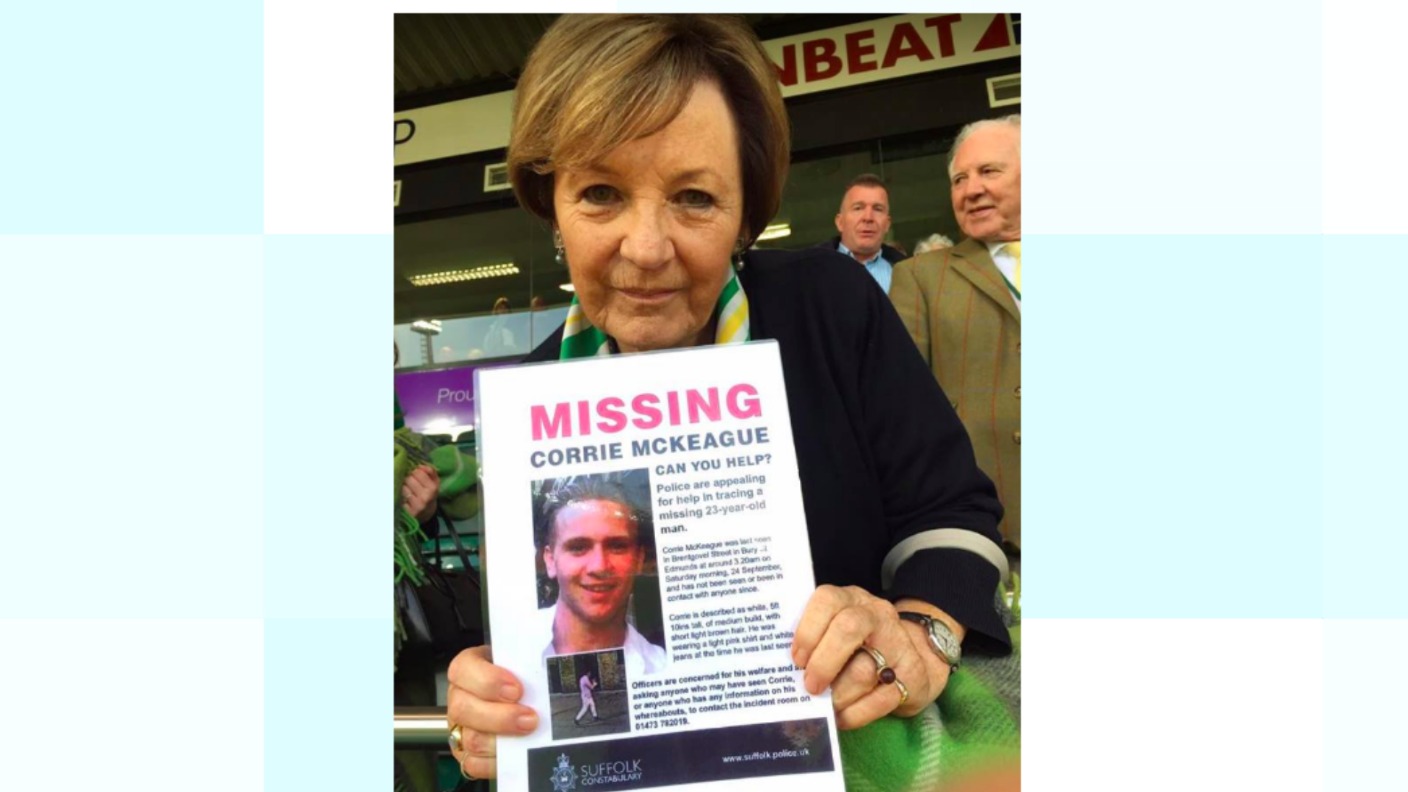 Delia backs campaign to find missing Corrie | ITV News Anglia