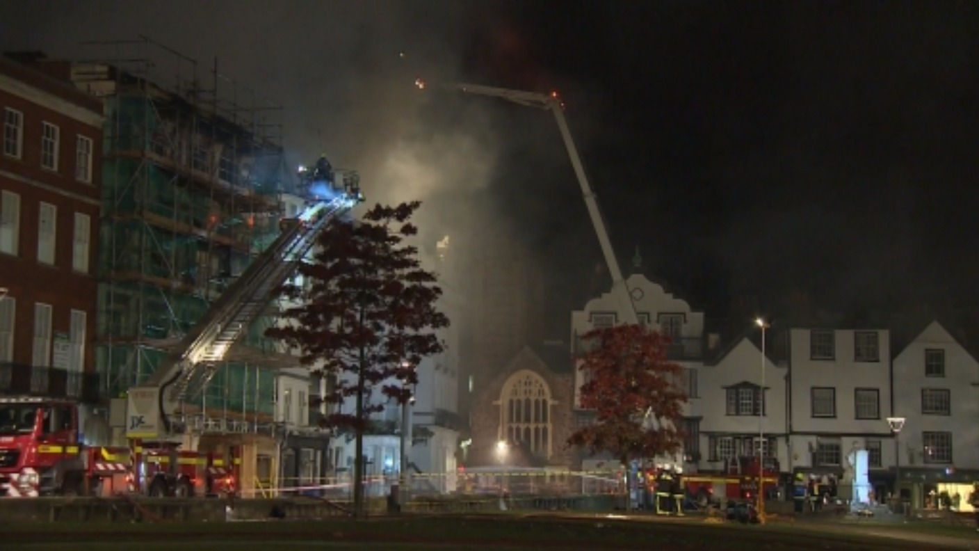 'Building stable' say fire crews battling Exeter city centre blaze ...