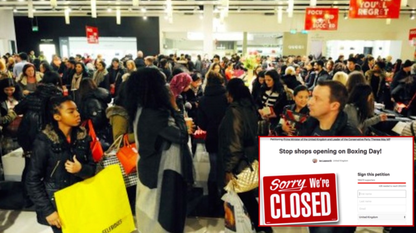Petition to ban shops opening on Boxing Day reaches over 200,000 ...