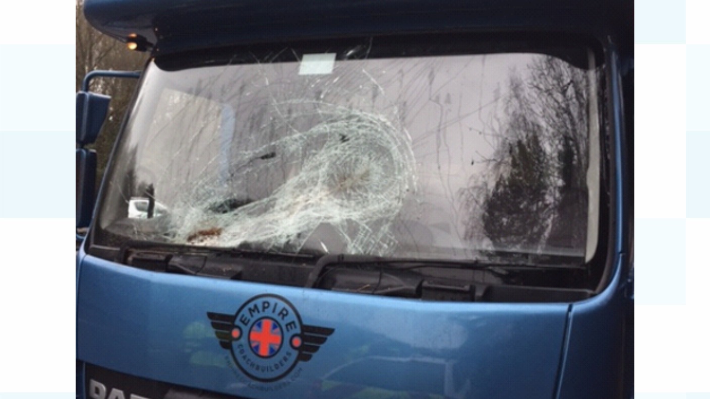 Tree trunk thrown from overpass on to busy road | ITV News Central