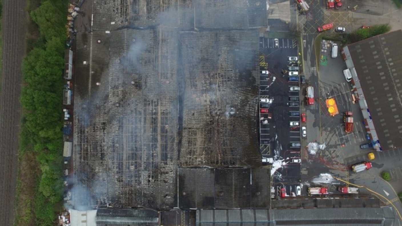 70 firefighters tackle huge warehouse blaze | ITV News Central