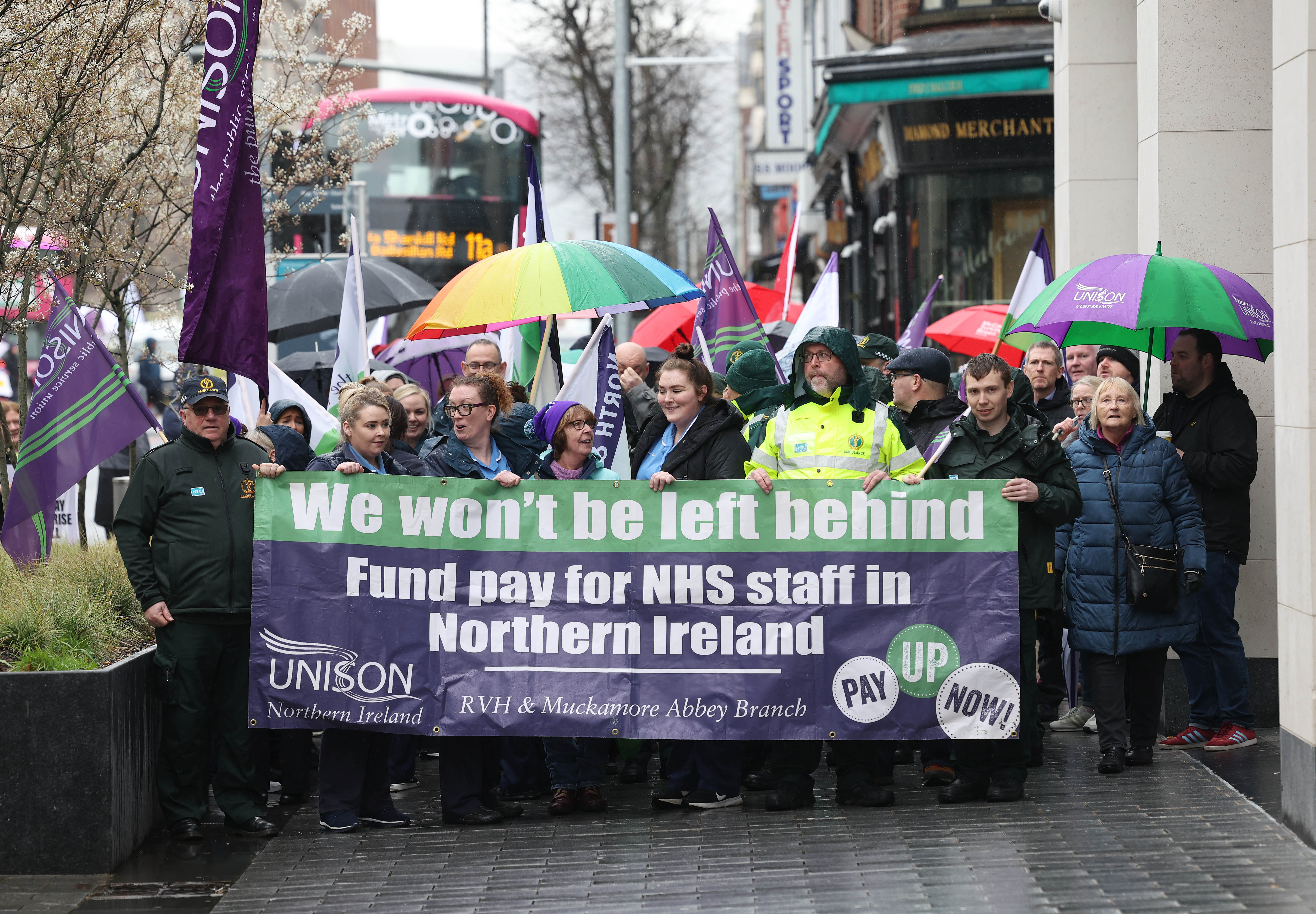 Healthcare workers from across Northern Ireland begin strike action in ...