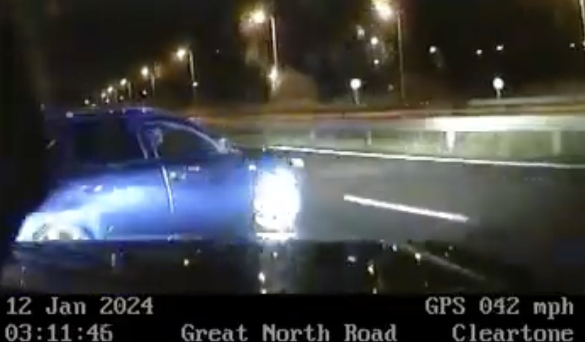 Police ram Audi which tried to drive the wrong way on the A1 in ...