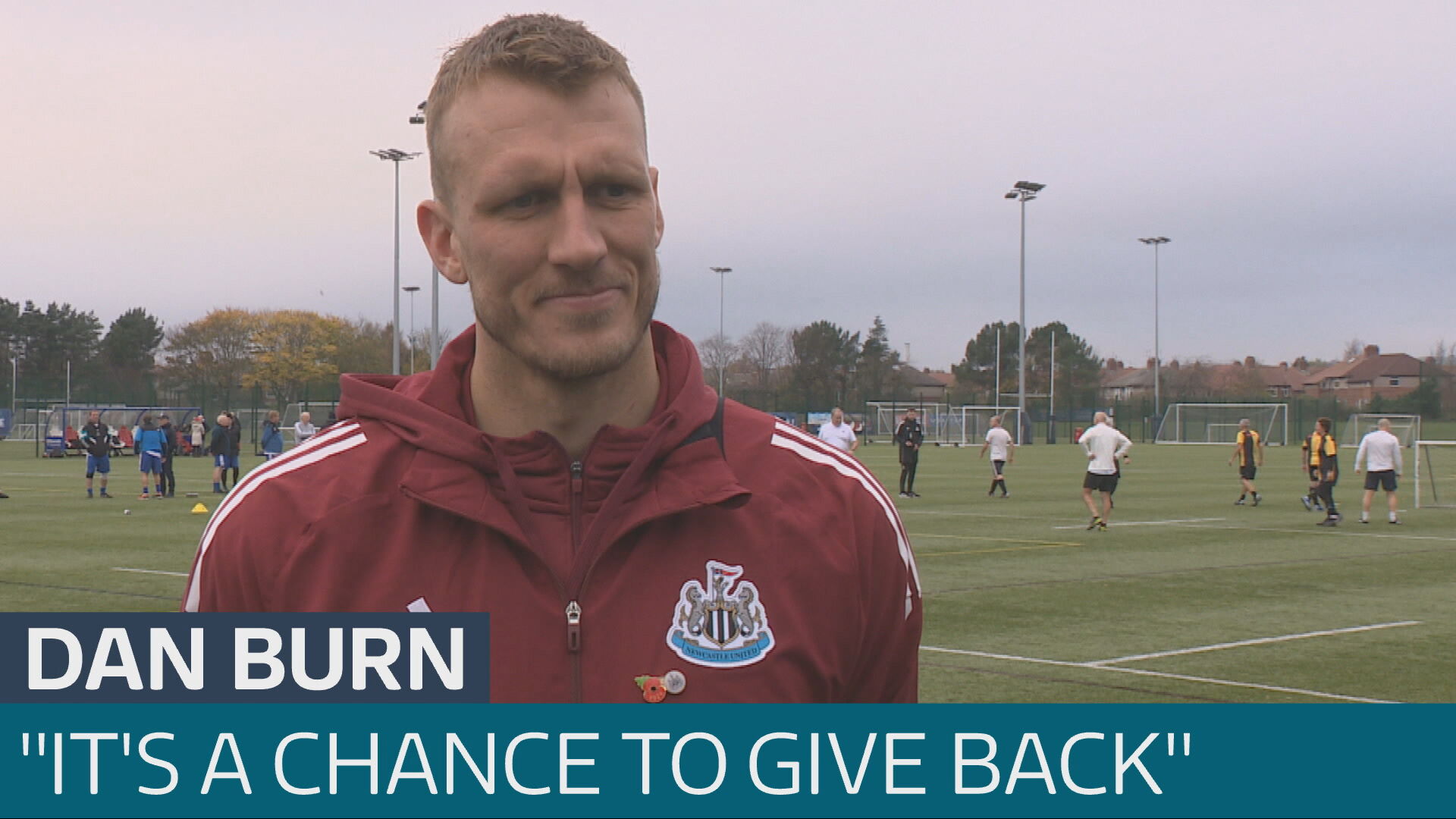Newcastle United's Dan Burn joins walking football session to get ...