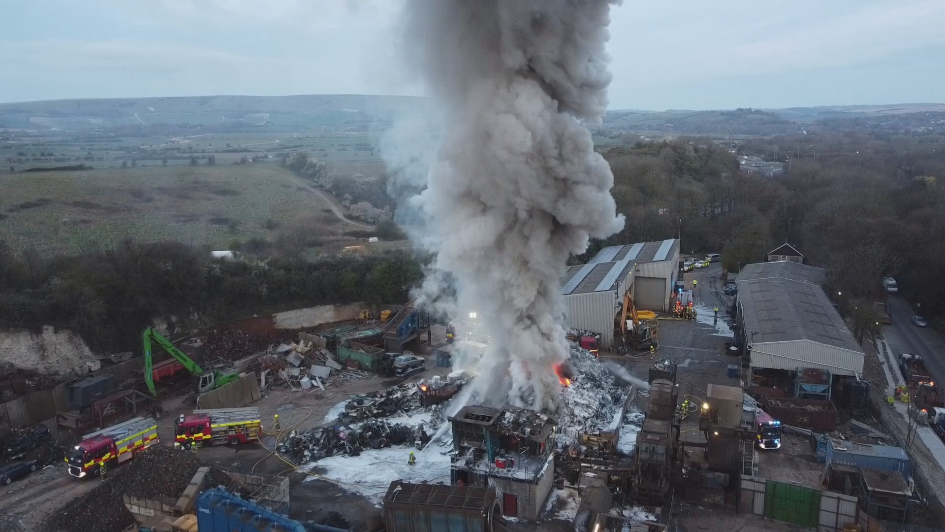 Fire breaks out at recycling plant involving 250 tonnes of scrap metal ...