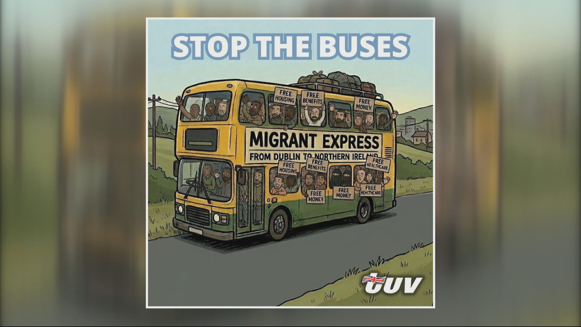 TUV leader defends sharing cartoon depicting migrants travelling on ...