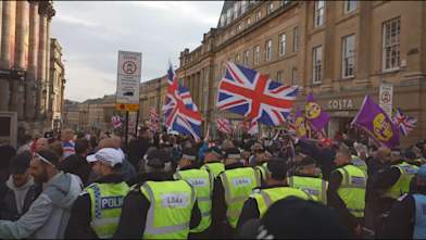 Anti-immigration protest and counter-protests take place across ...