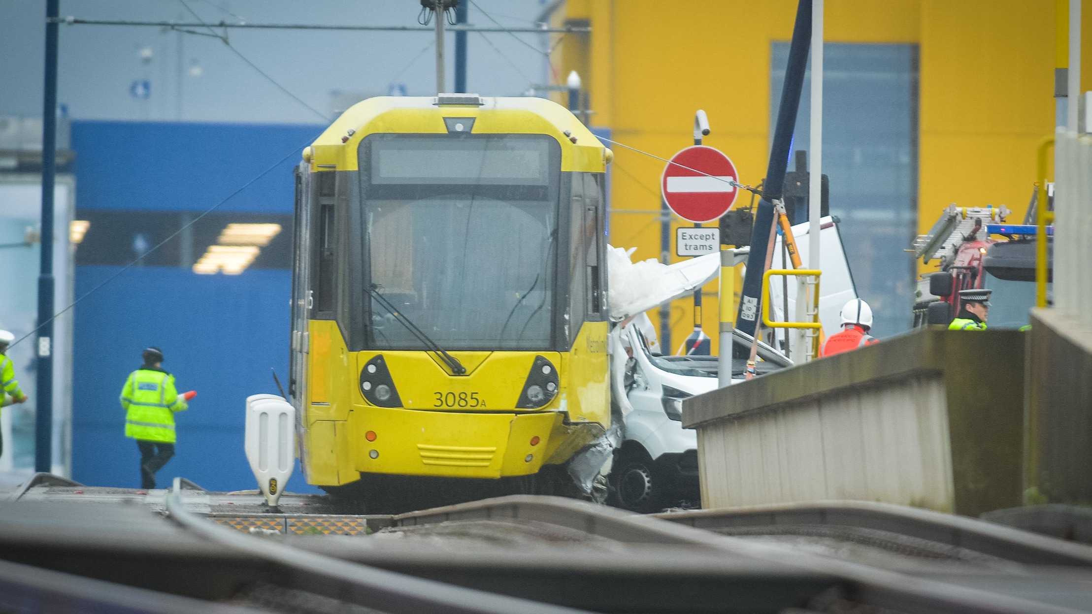 Man taken to hospital after colliding with a tram in Greater Manchester ...
