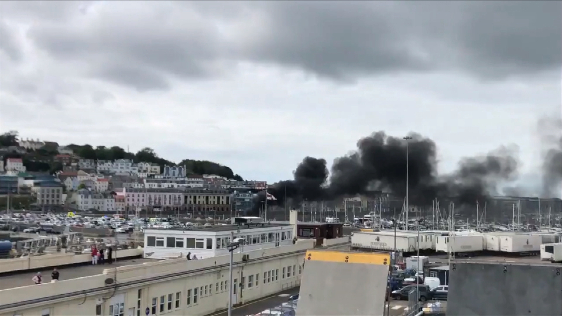 Fire breaks out on boat in Guernsey marina | ITV News Channel