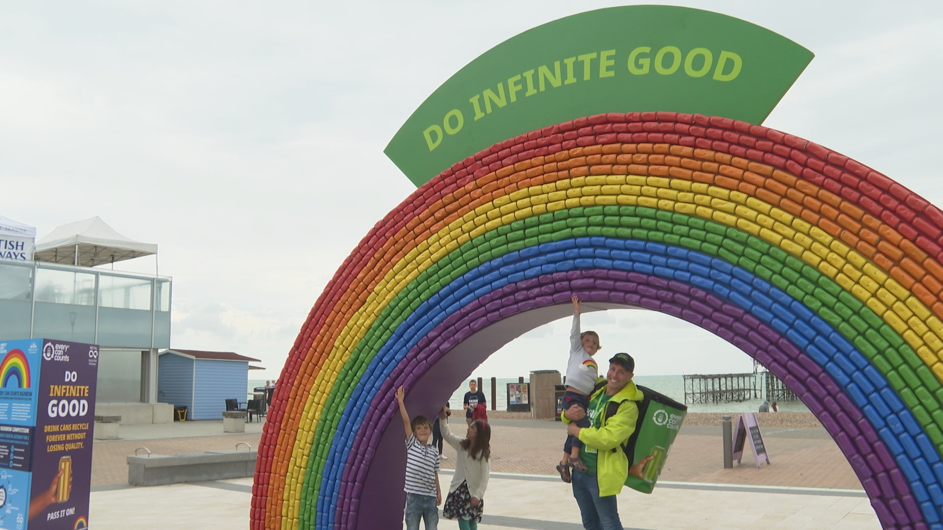 Rainbow made from recycled cans helps to discourage littering on ...