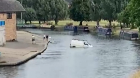 Onlookers watch helplessly as van filmed rolling into River Cam before ...