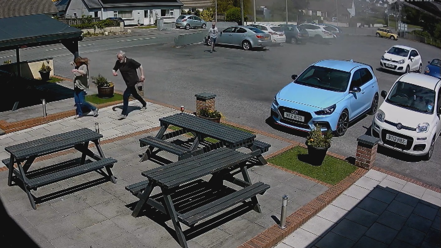 Pub-goer rushes to save pint as 'mini tornado' whips through pub car ...
