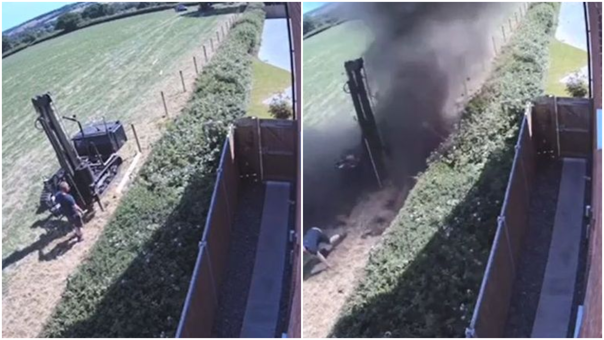 Workman has lucky escape after gas explosion blows him into the air ...