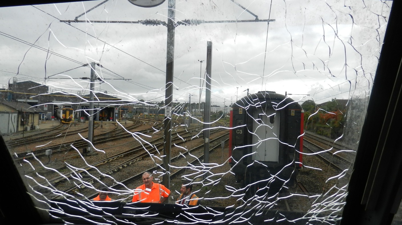 Train driver's shock as brick shatters windscreen | ITV News Anglia