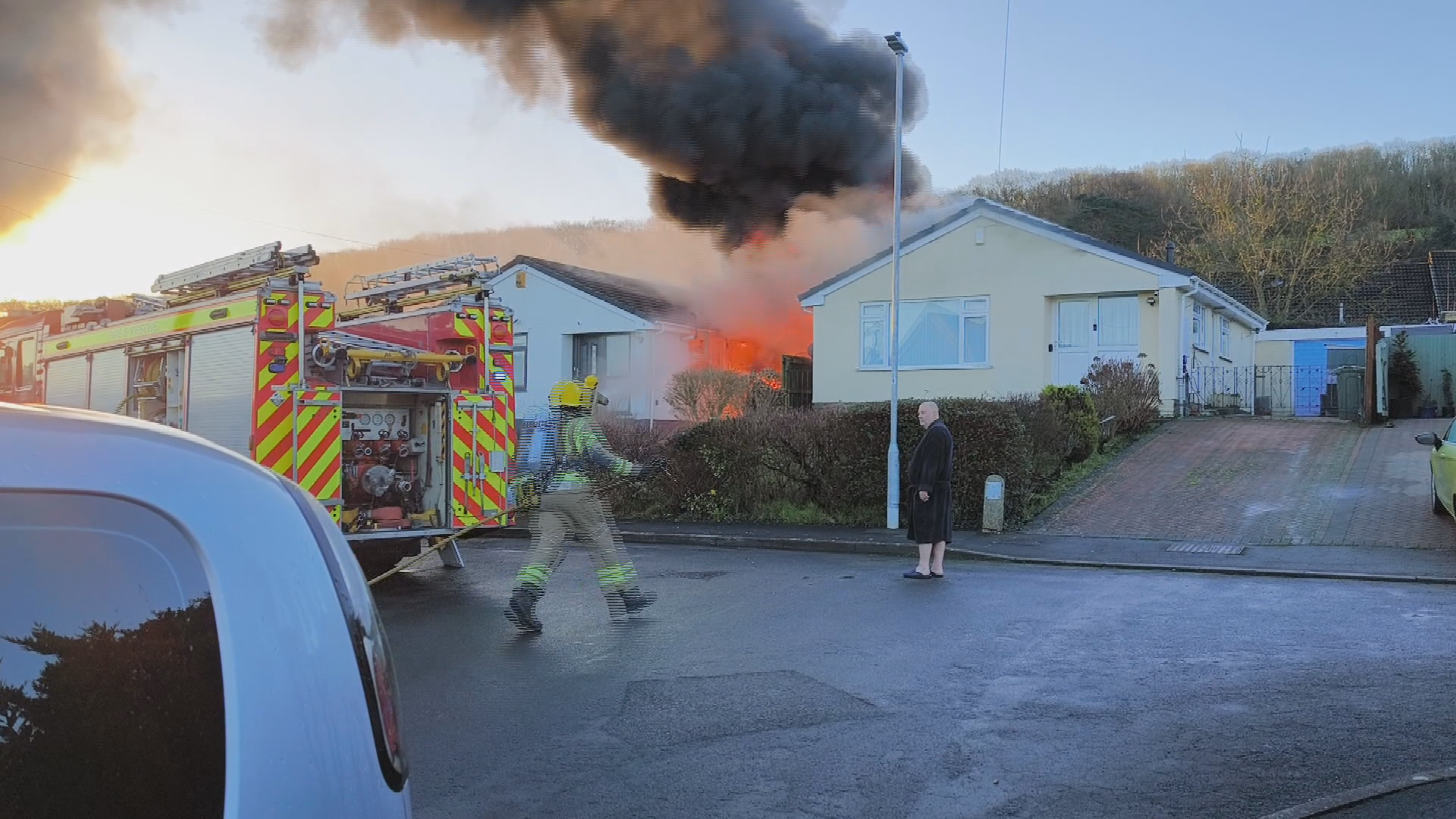 One person taken to hopsital after five crews tackle large car fire in ...