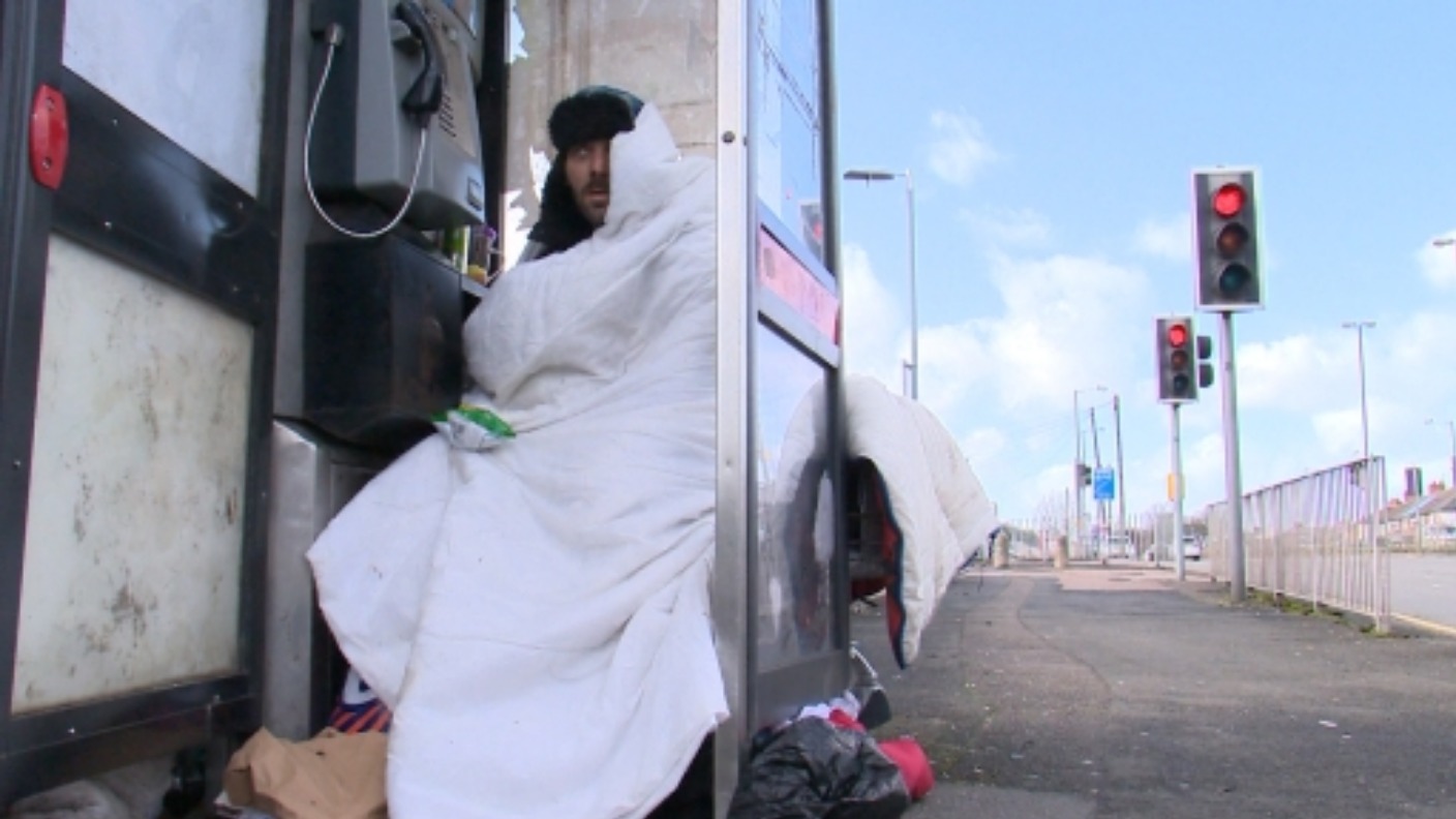 Homeless man living in phone box 'blown over' by support | ITV News Central