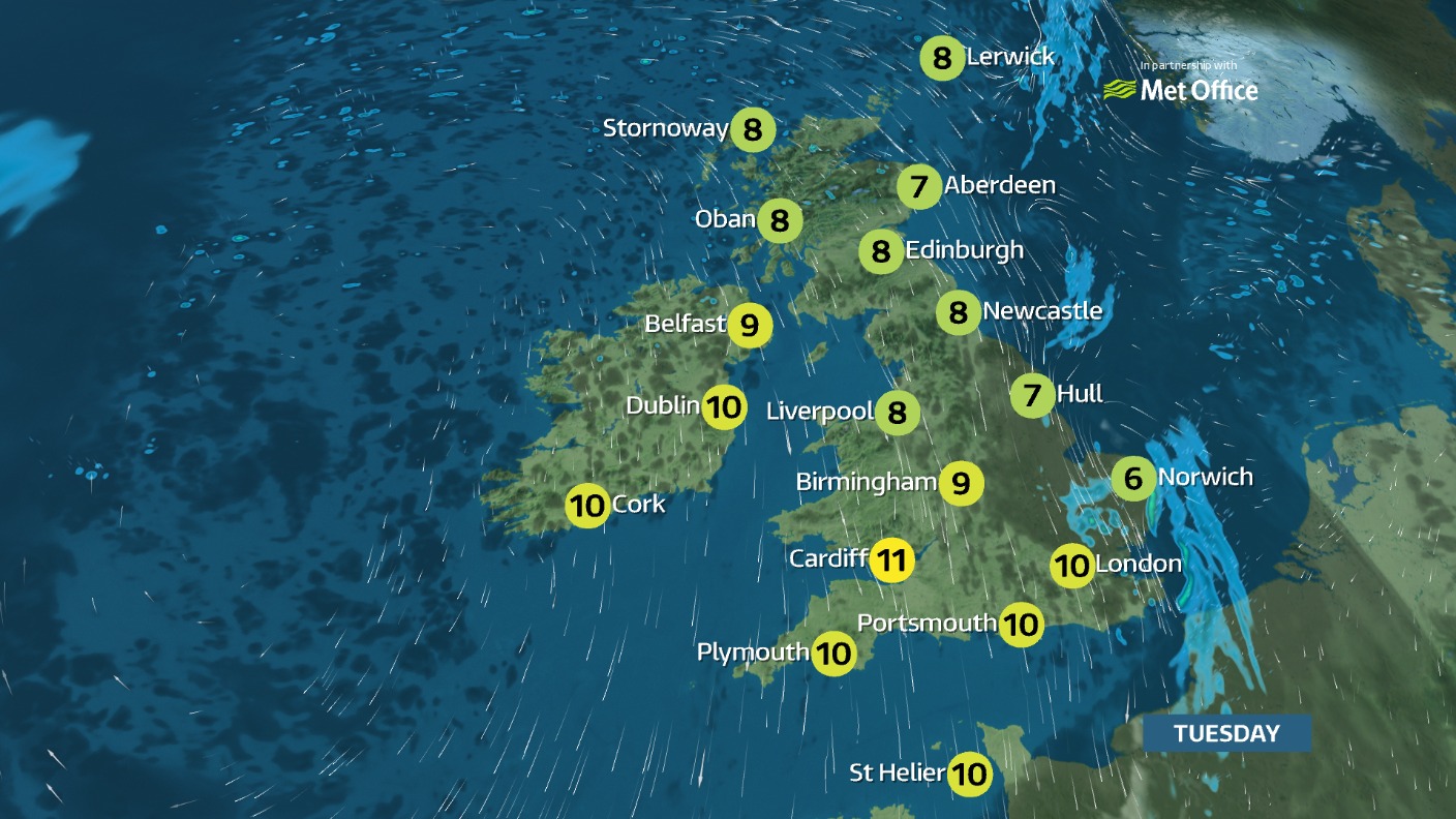 Weather: cloudy and windy with some further patchy rain and drizzle ...