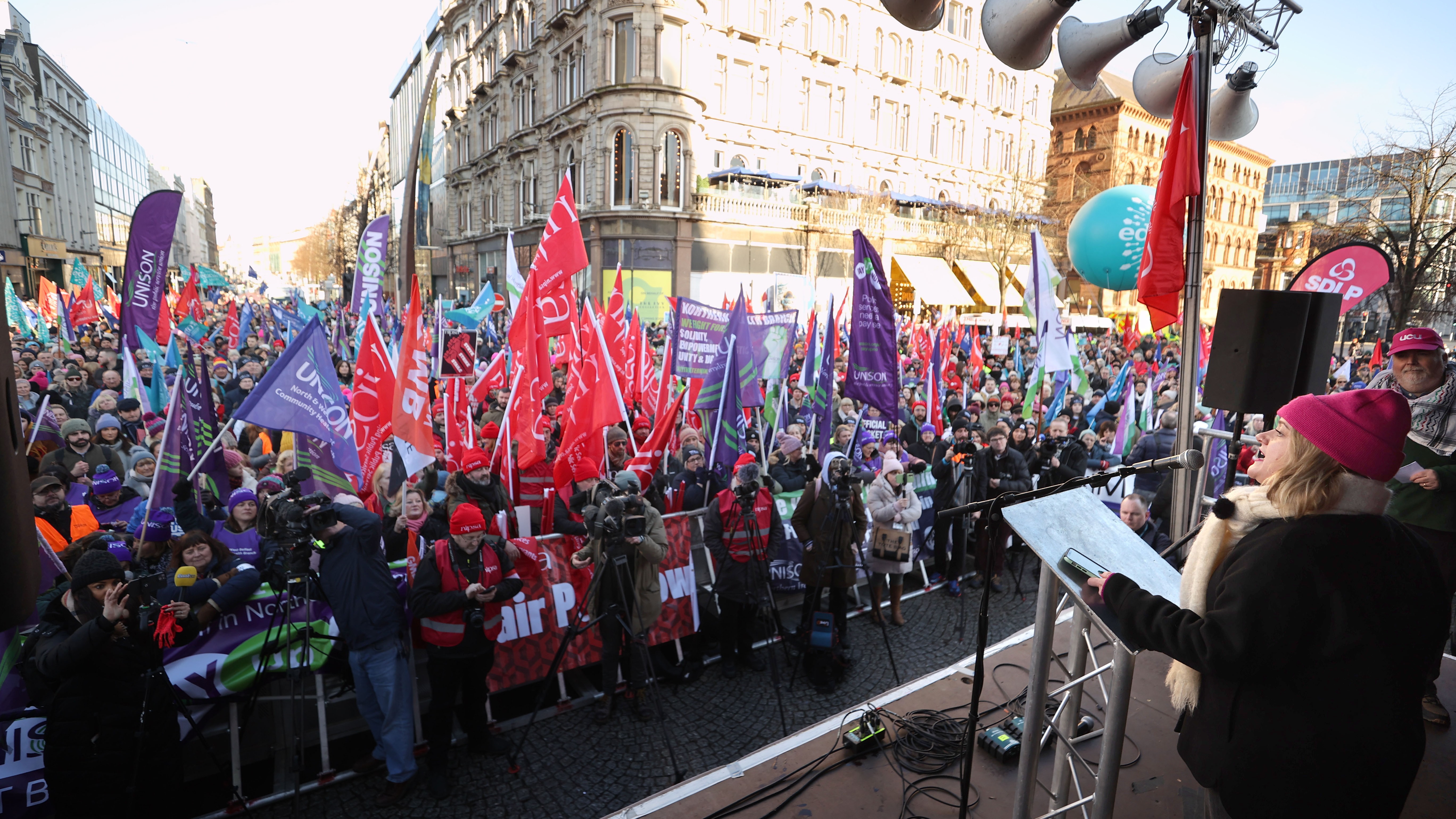 Thousands take to streets to back mass public sector strike in Northern ...