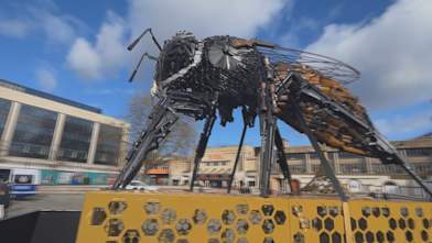 Giant bee made from knives seized off the streets goes on display ...