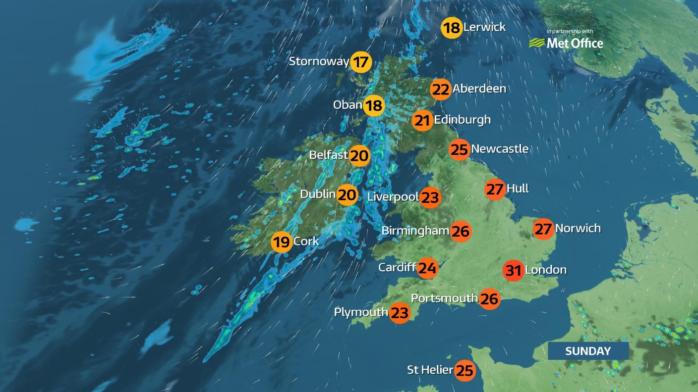 Weather: Sunny in England and Wales, cloudy for much of Scotland and ...