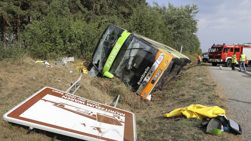 22 hurt as long-distance bus overturns on German motorway | ITV News