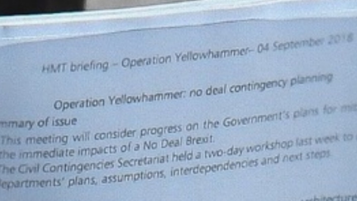 Operation Yellowhammer! Photo reveals government's secret Brexit code ...