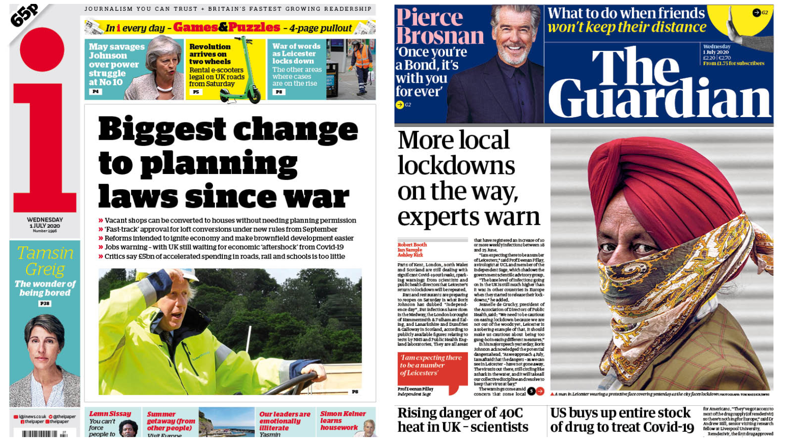Planning changes and lockdowns among Wednesday's front pages | ITV News