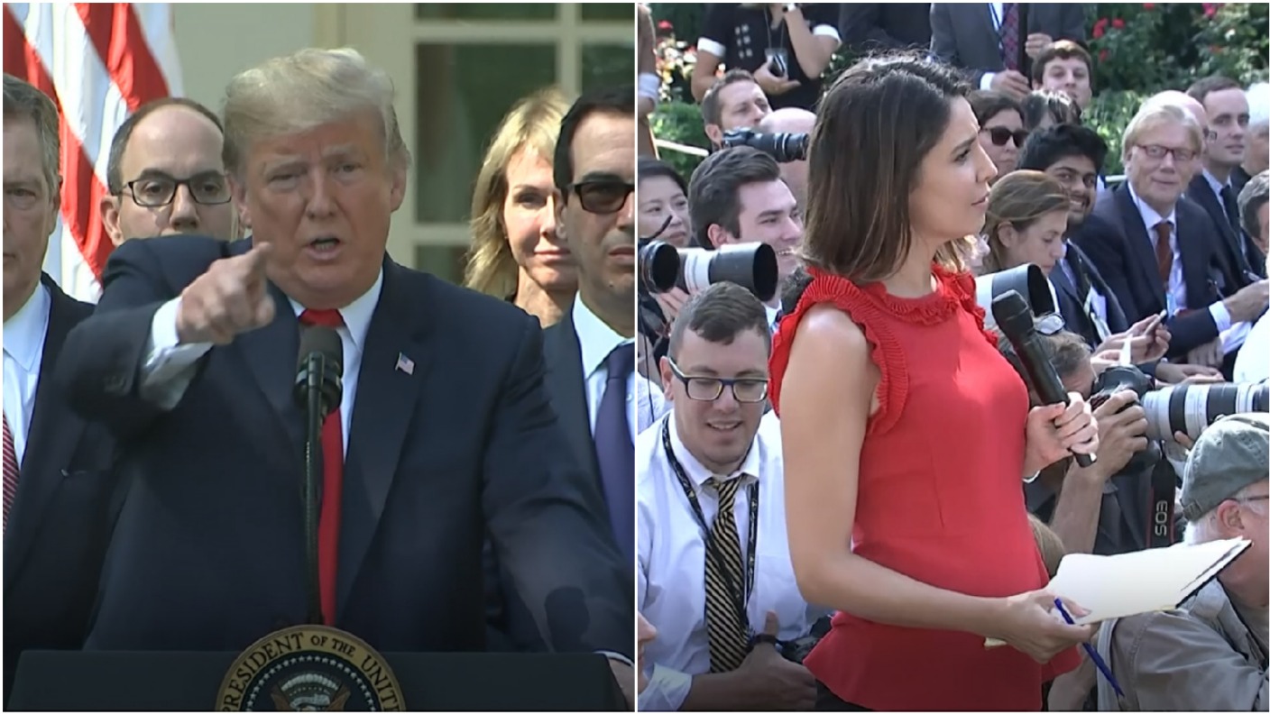 Donald Trump accuses female reporter of 'not thinking' ahead of her ...
