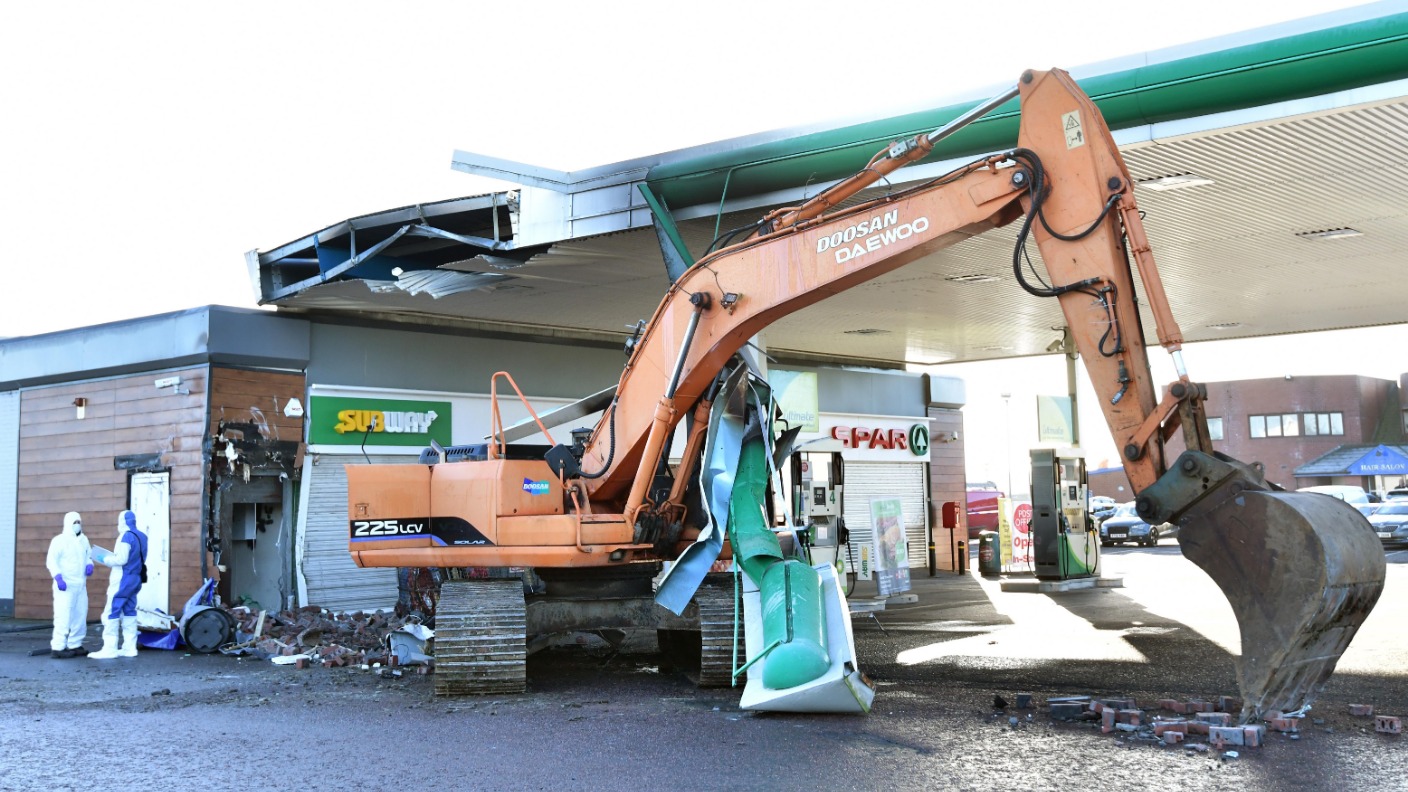 Stolen digger used in ATM theft at filling station | UTV | ITV News