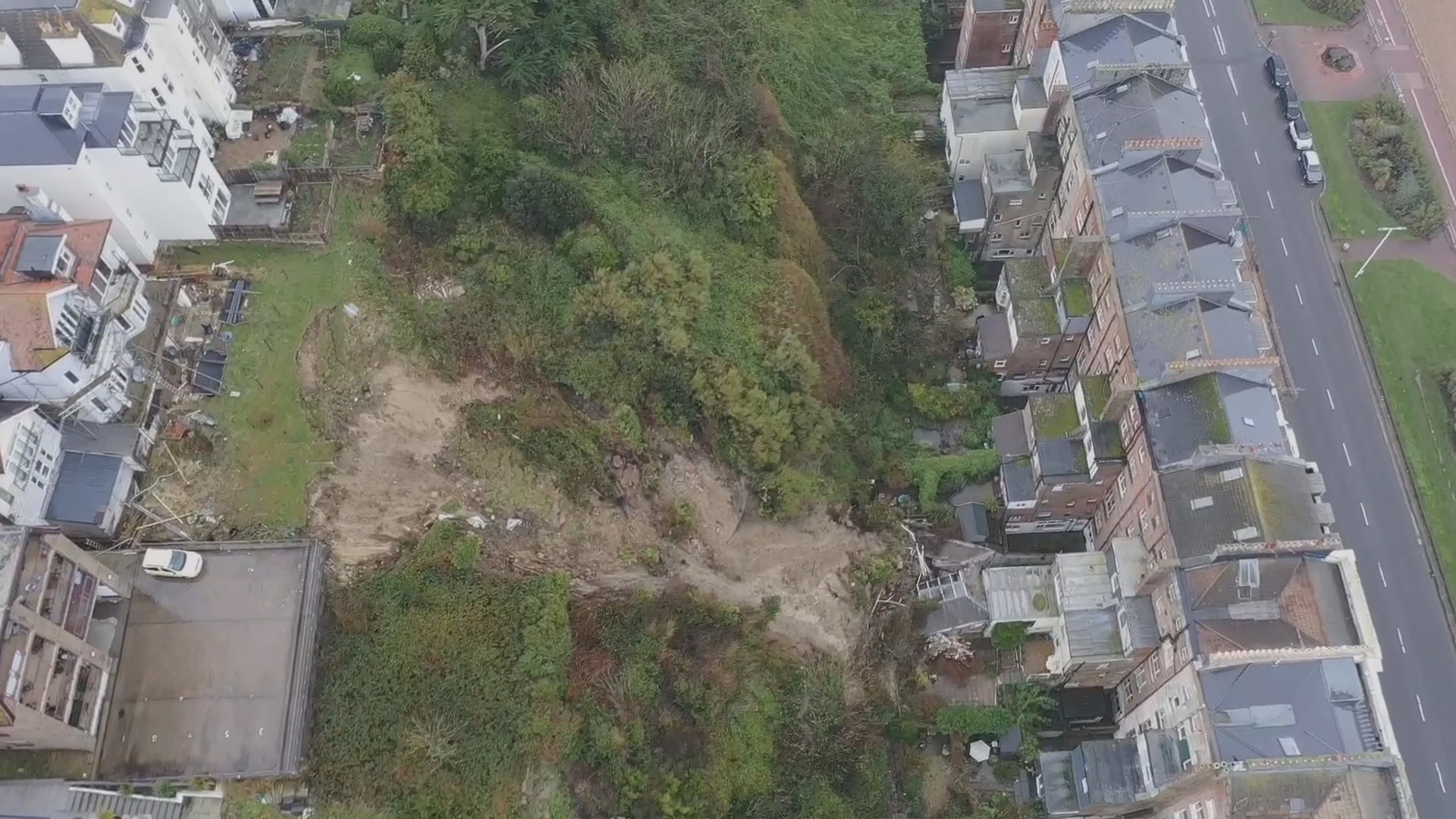 Drone footage shows landslip in Sussex as homes evacuated | ITV News ...