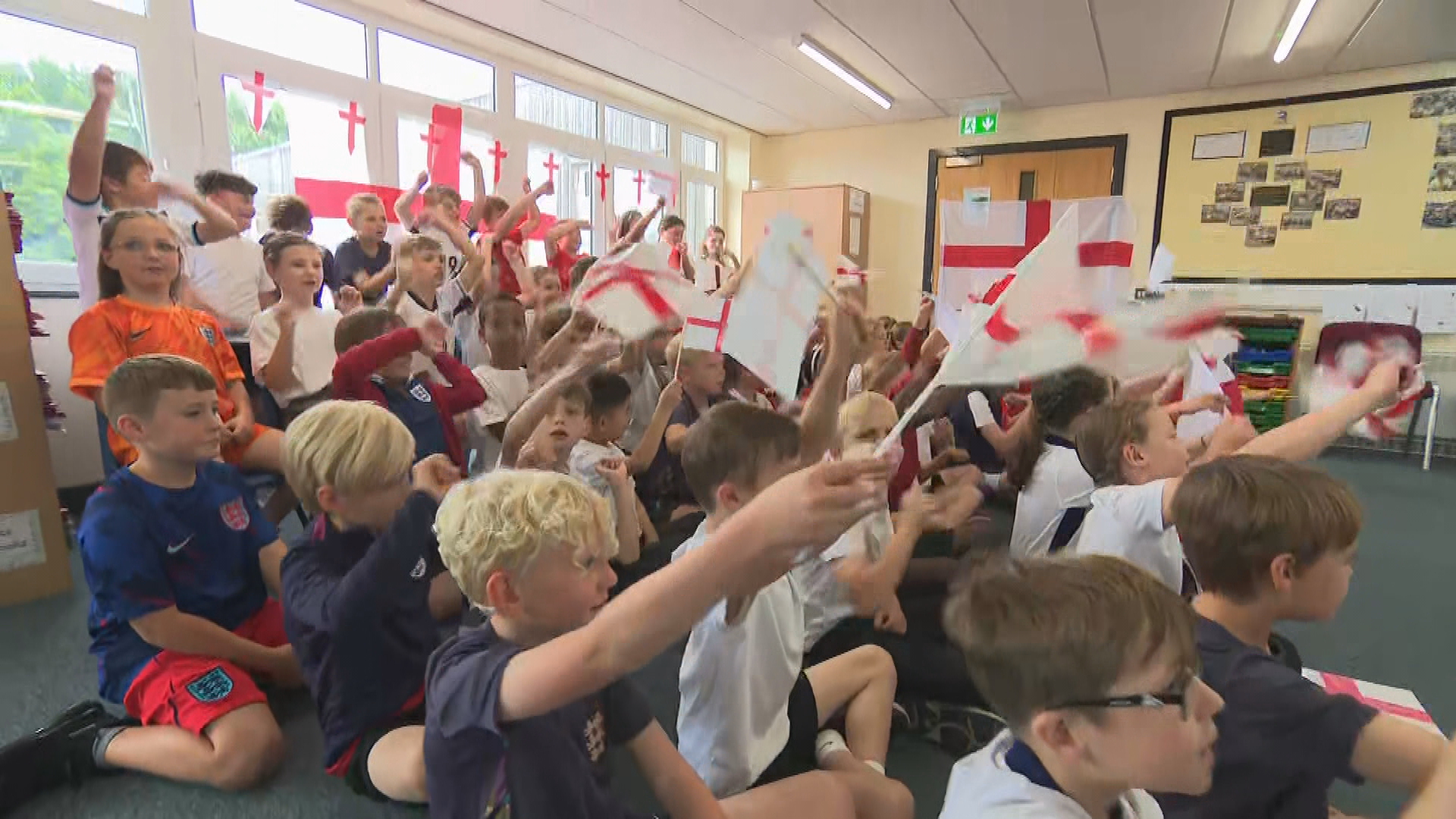 York primary school students roar on England with 'Three Lions' in ...