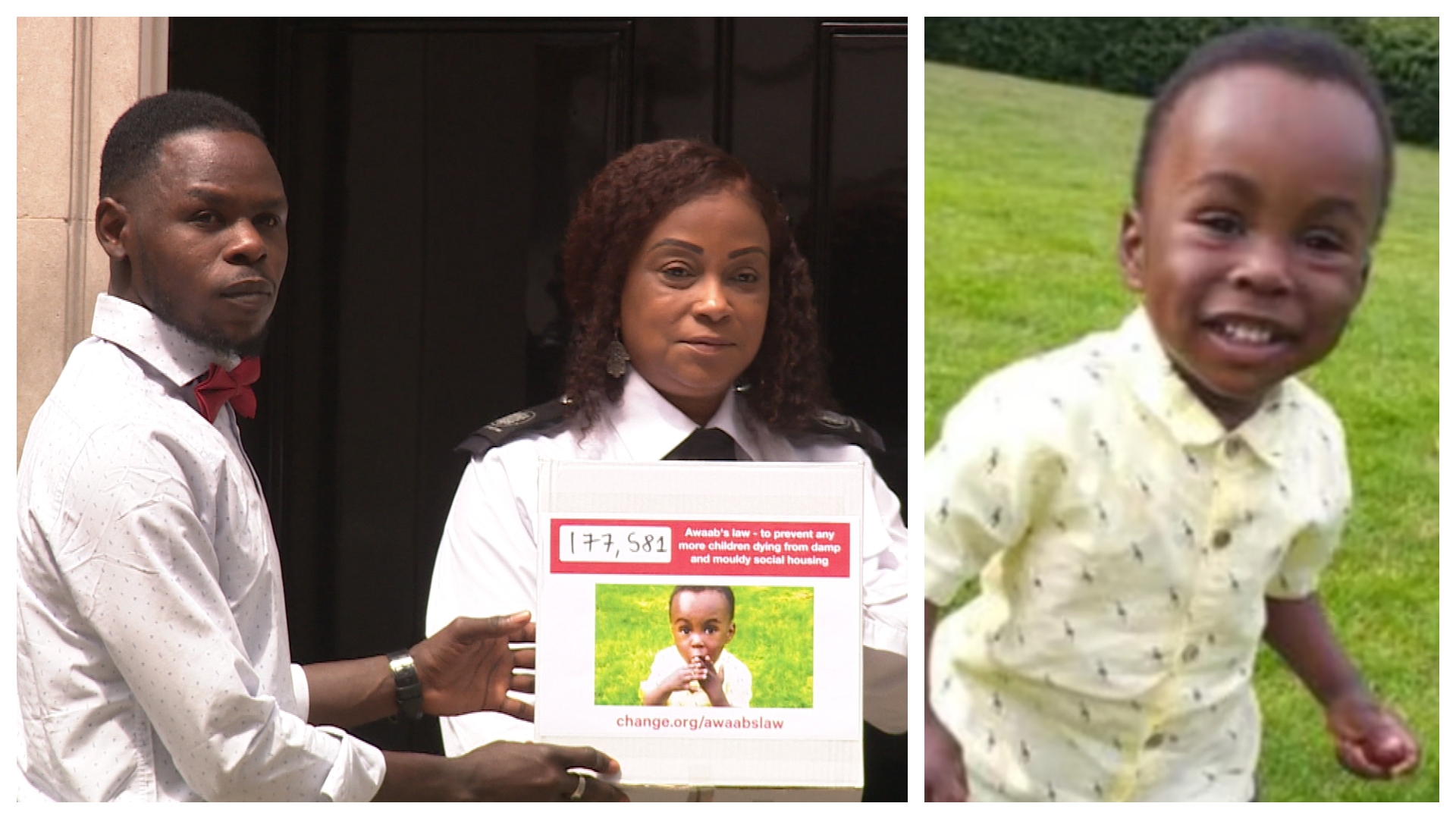 Parents of Awaab Ishak hand in petition at Downing Street calling for ...